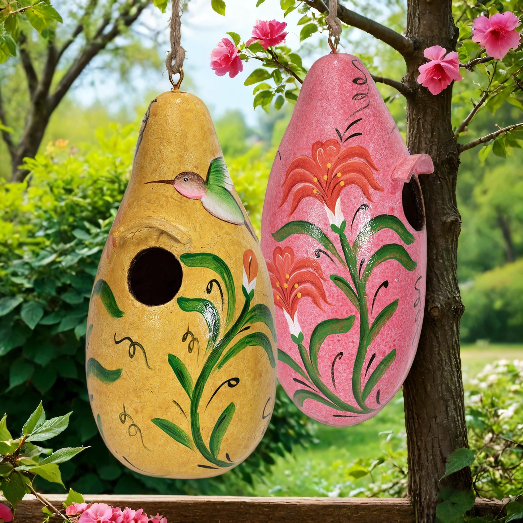 Hummingbird - Painted Gourd Birdhouse